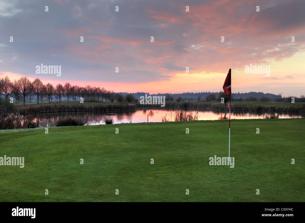 Hole 18 at Gut Roemerhof, golf course, Bornheim, Germany Stock Photo ...