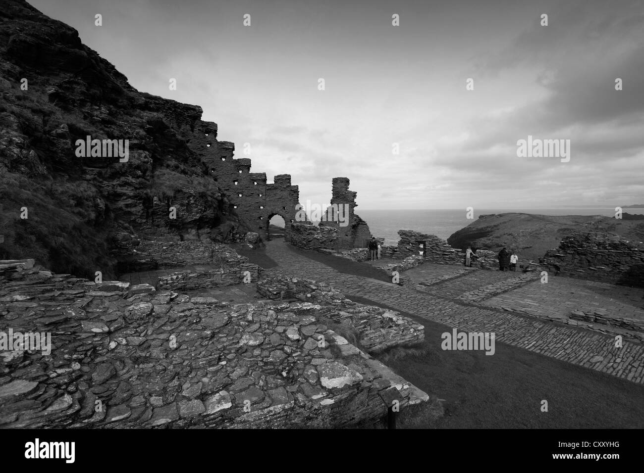Ruins of Tintagel Castle, Tintagel town, Cornwall County, England, UK ...