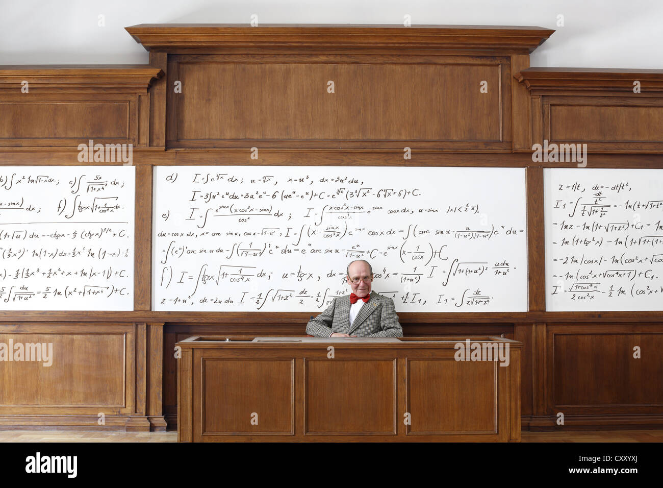 Professor, teacher, blackboard, mathematic formulas, equations ... Professor, teacher, blackboard, mathematic formulas, equations ...