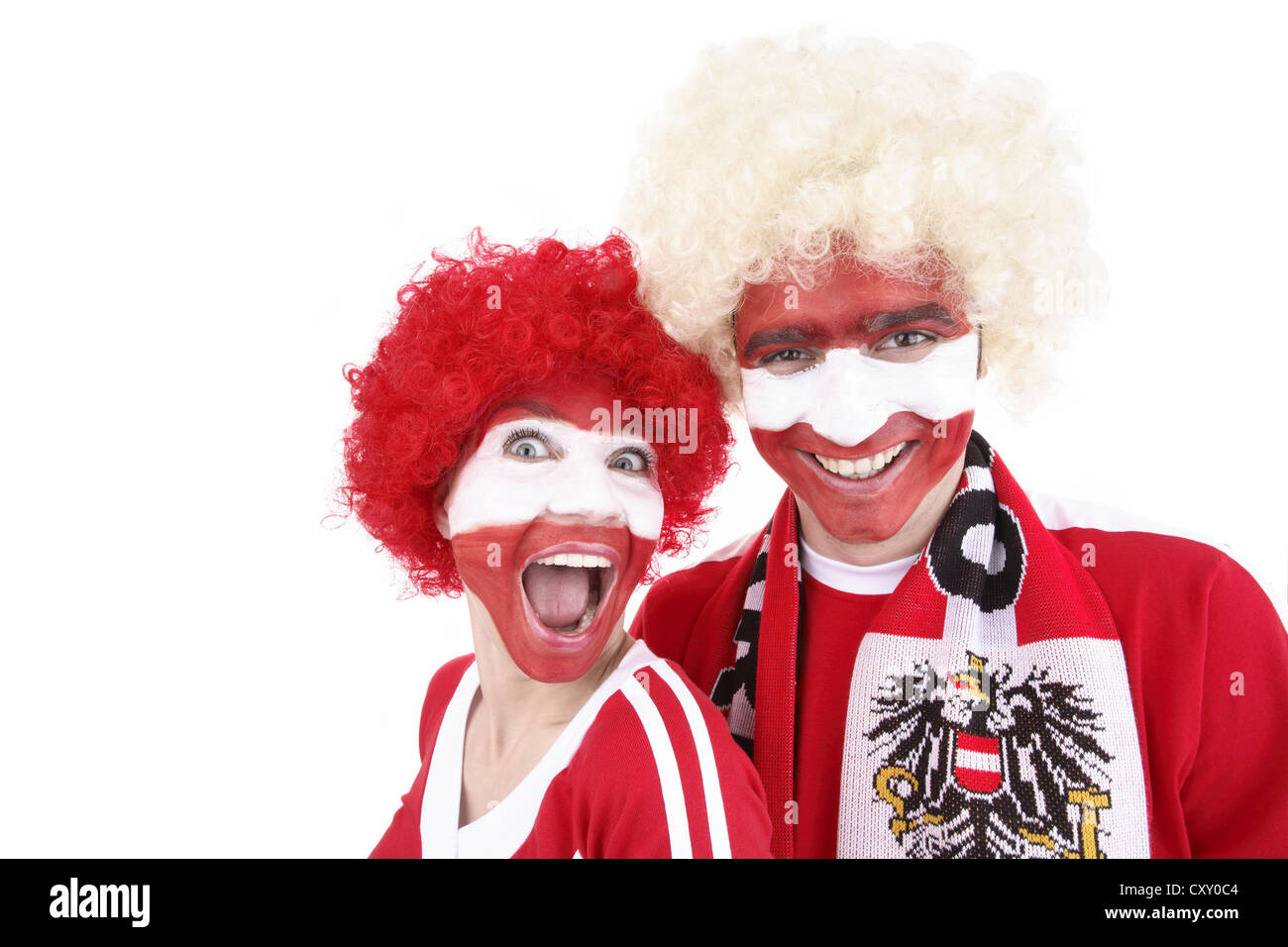 Young couple, Austrian football fans Stock Photo - Alamy