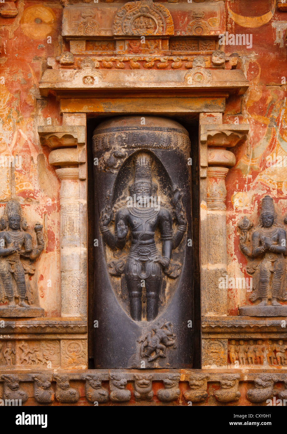 Carving Of Lord Shiva In A Lingam At The Bottom Of A Tower In The ...