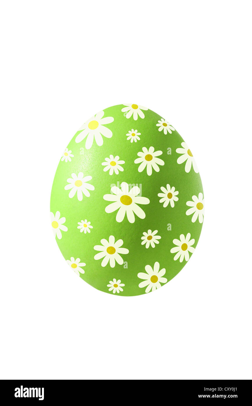 Light green Easter egg painted with daisies Stock Photo - Alamy