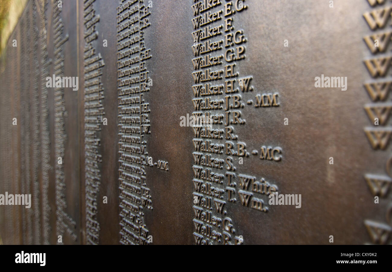 Writing engraved on a war memorial in York, North Yorkshire Stock Photo ...