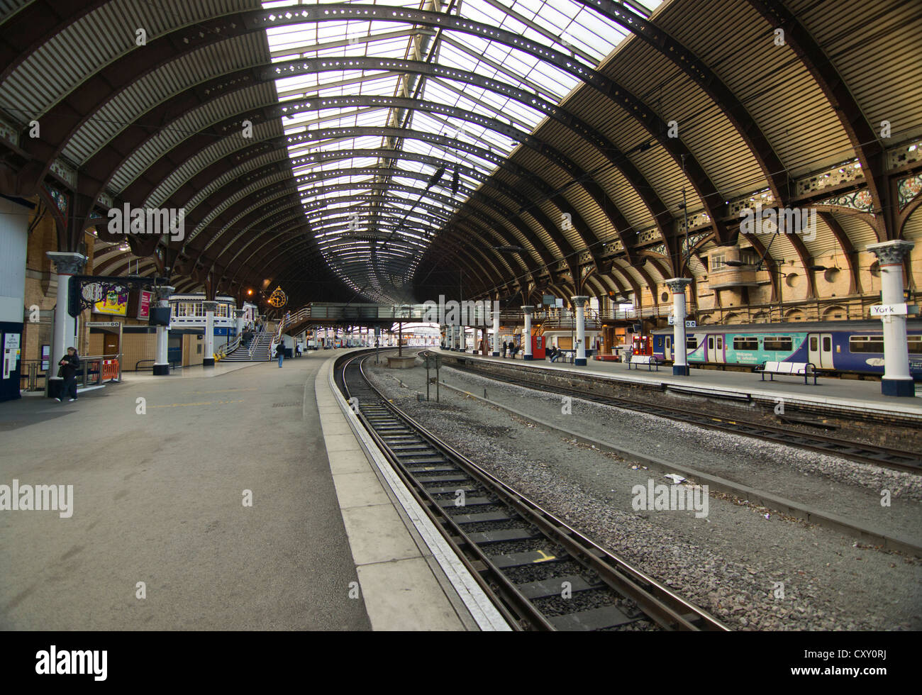 Train track, railway station or platform in York Stock Photo - Alamy