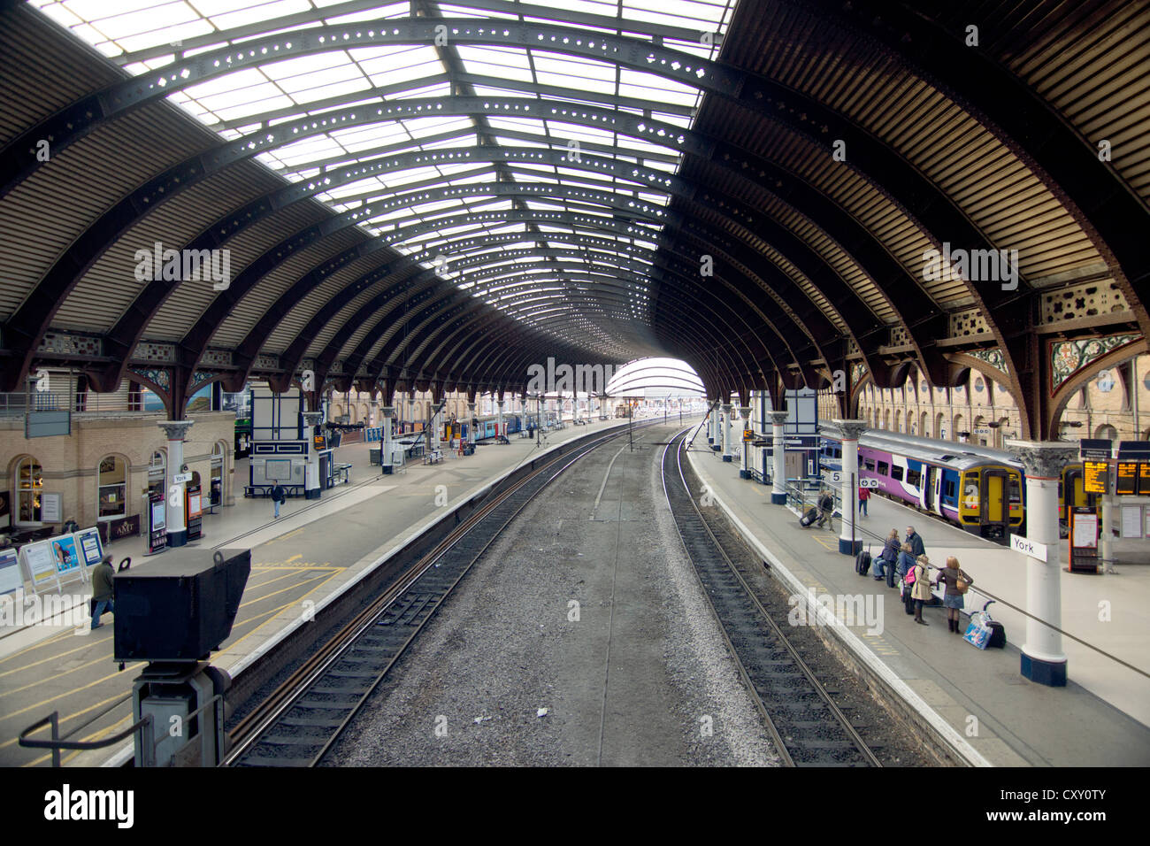 Train track, railway station or platform in York Stock Photo - Alamy