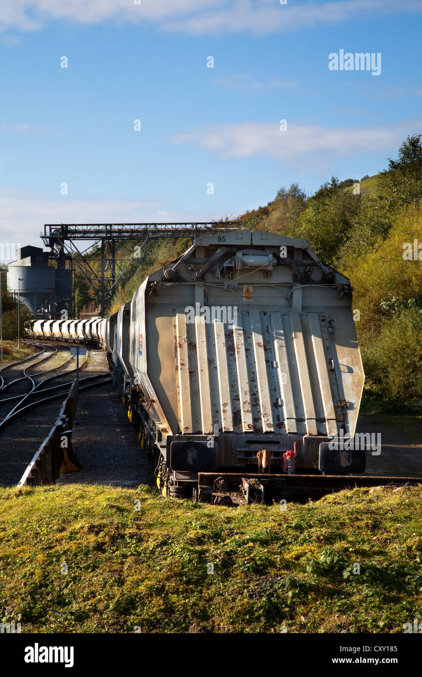 Tarmac Freight rail Wagons at Swindon Quarry, Swinden Quarry, Skipton ...