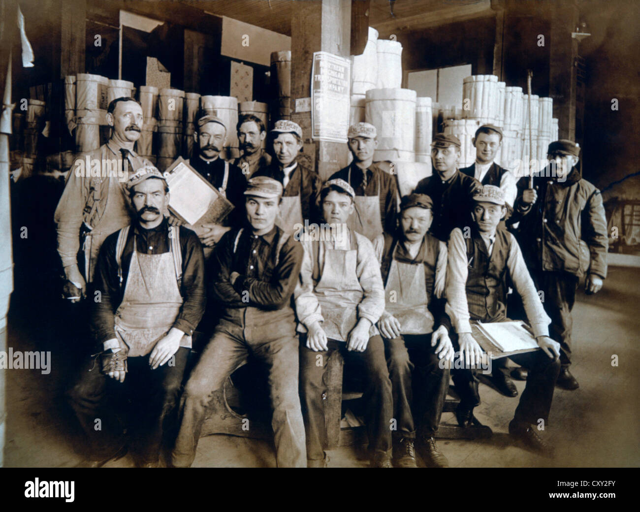 Group of Workers Inside Warehouse, Circa 1890 Stock Photo - Alamy