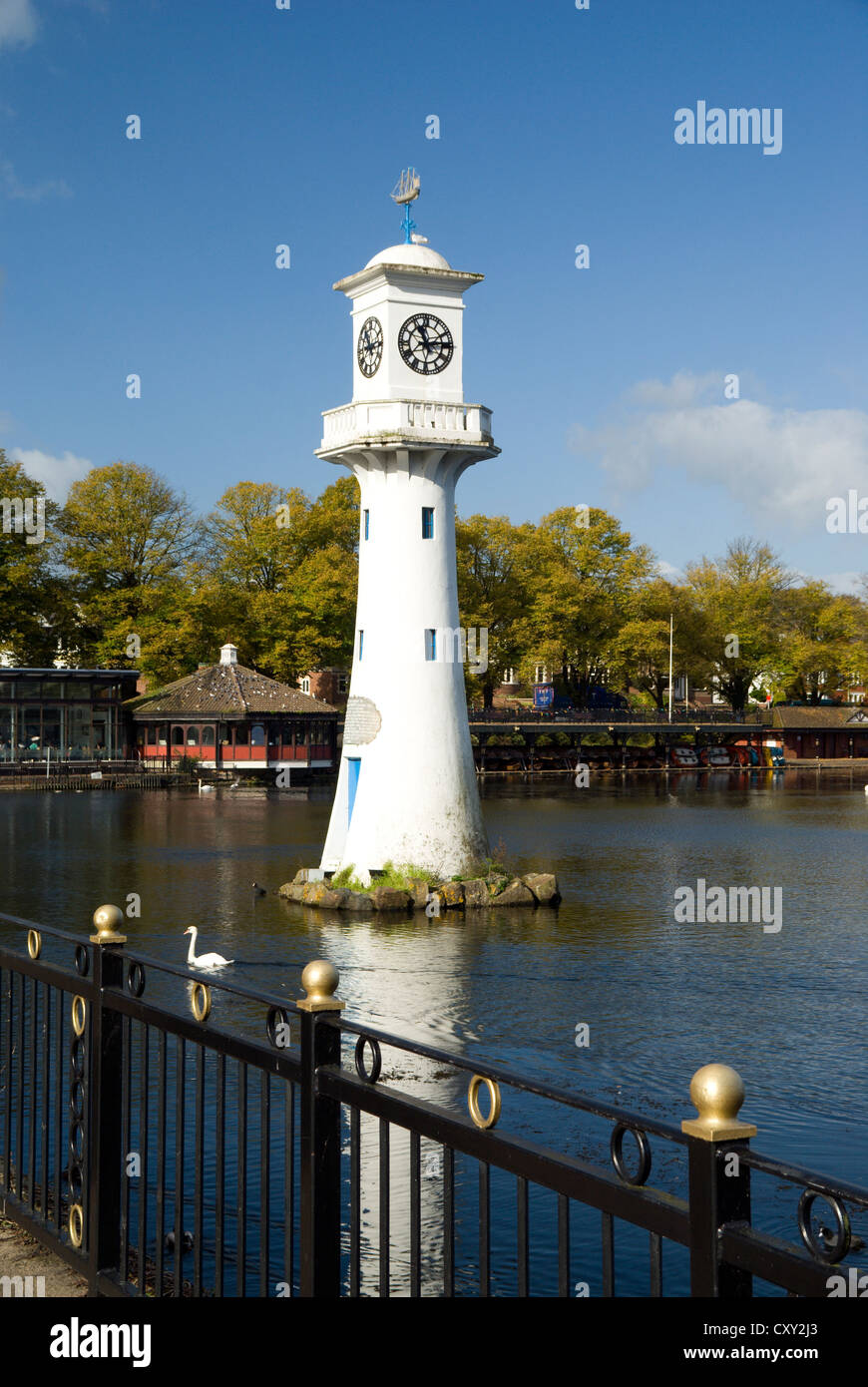 scott memorial roath park lake cardiff south wales Stock Photo - Alamy