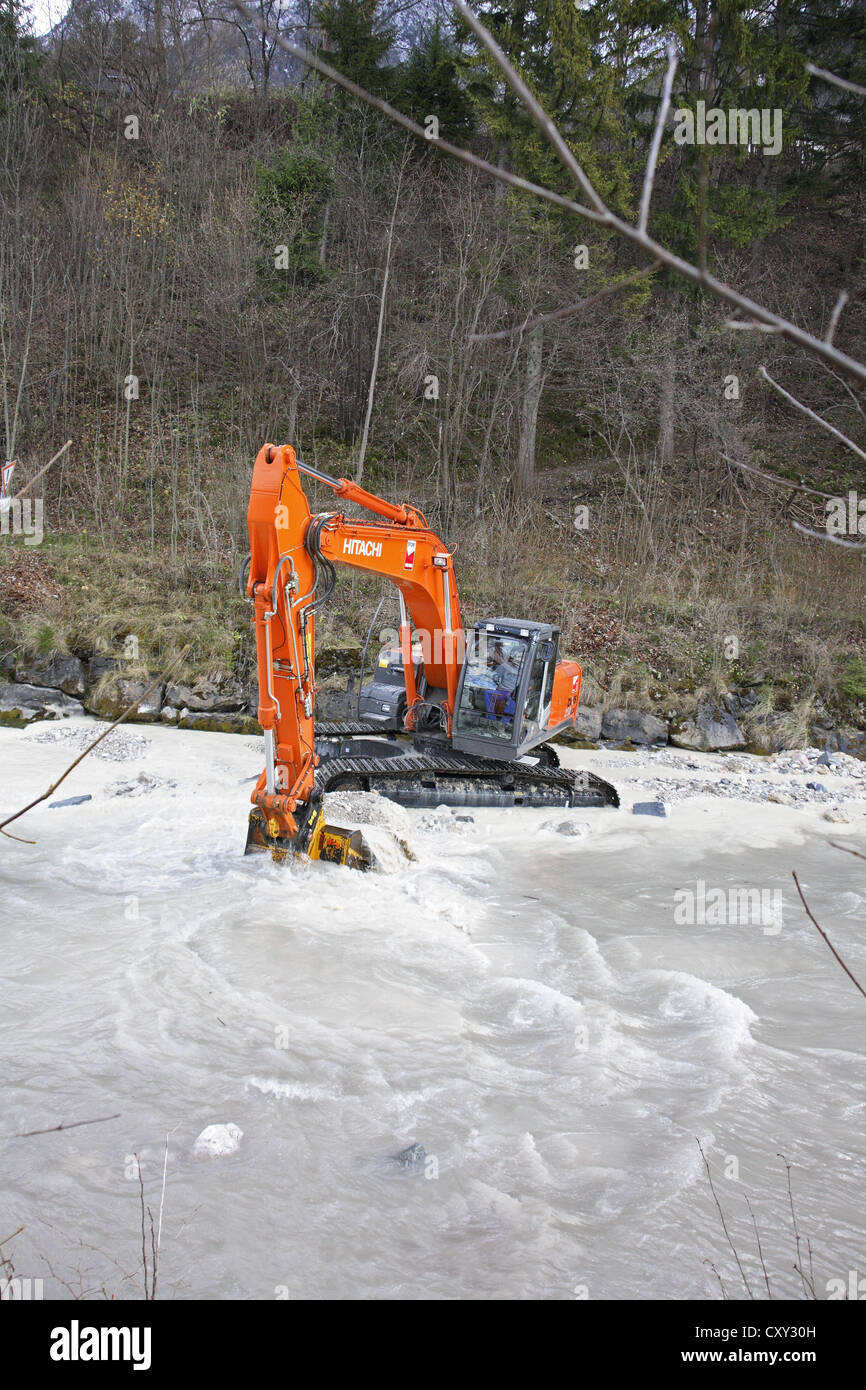River, excavator, excavation work Stock Photo - Alamy
