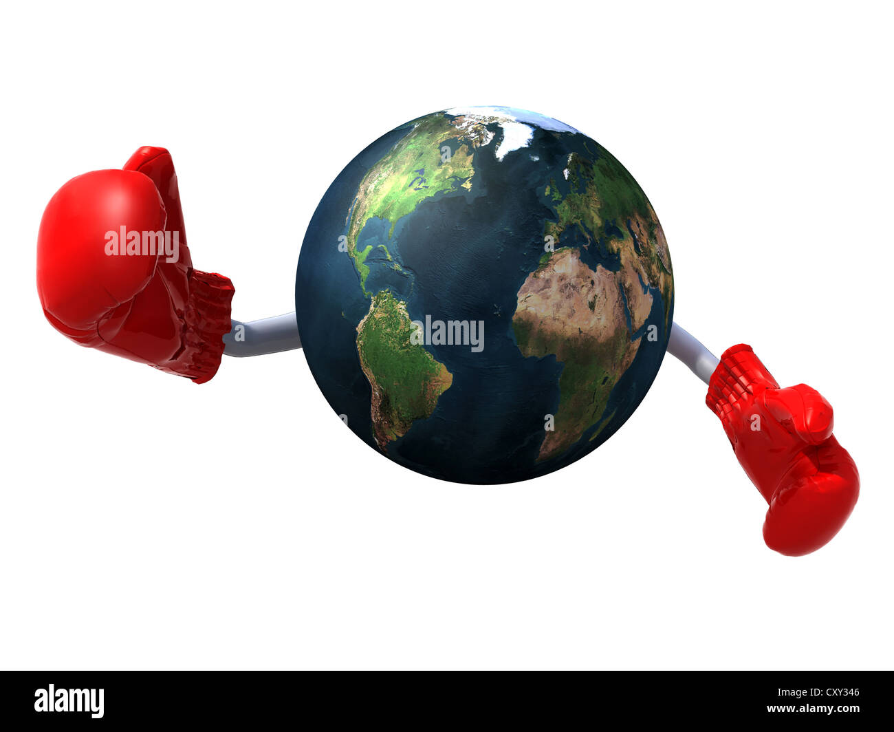 planet earth with arms and boxing gloves, 3d illustration Stock Photo ...