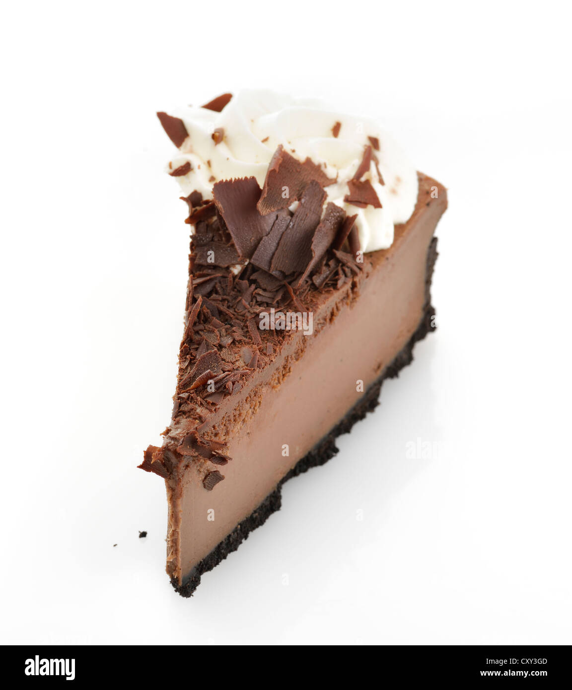 Chocolate Cheesecake Slice On White Background Stock Photo - Alamy
