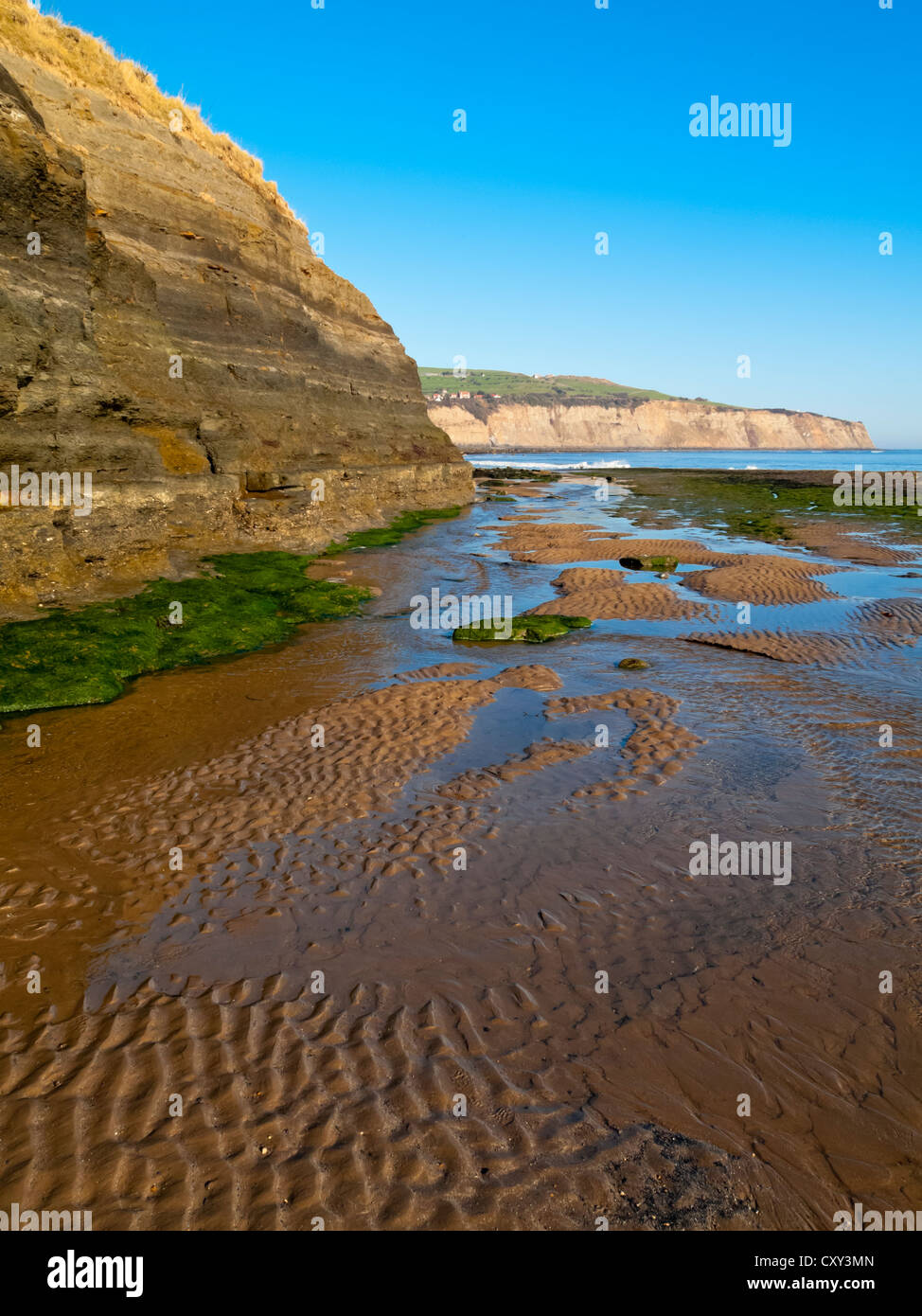 The beach at Boggle Hole in North Yorkshire England UK looking north ...