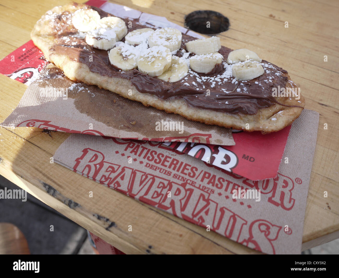 banana chocolate beavertails ottawa Stock Photo - Alamy
