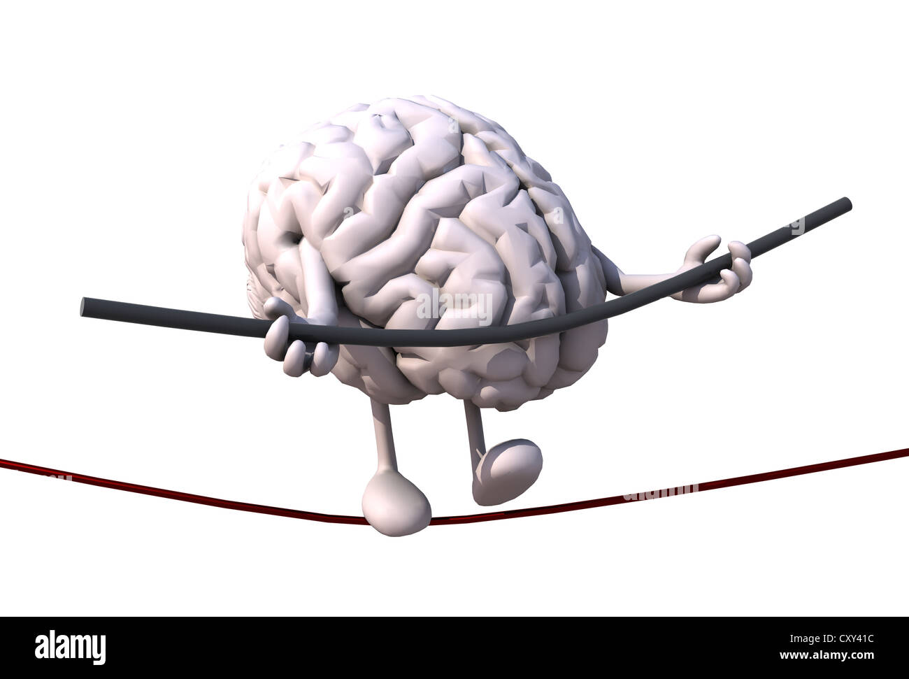 brain acrobat who walks on a wire, concept of stressful life Stock ...