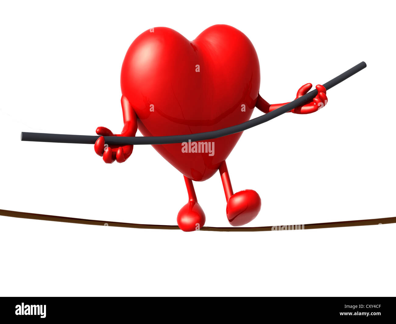 heart acrobat who walks on a wire, concept of a dangerous love Stock ...