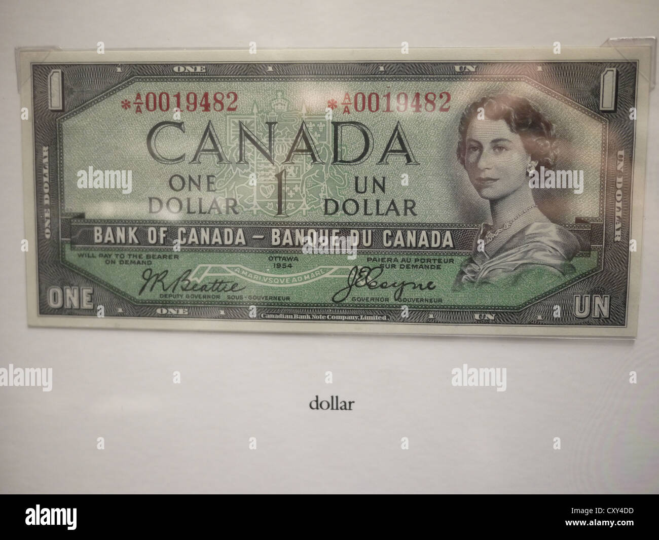canada paper currency one dollar bill Stock Photo - Alamy