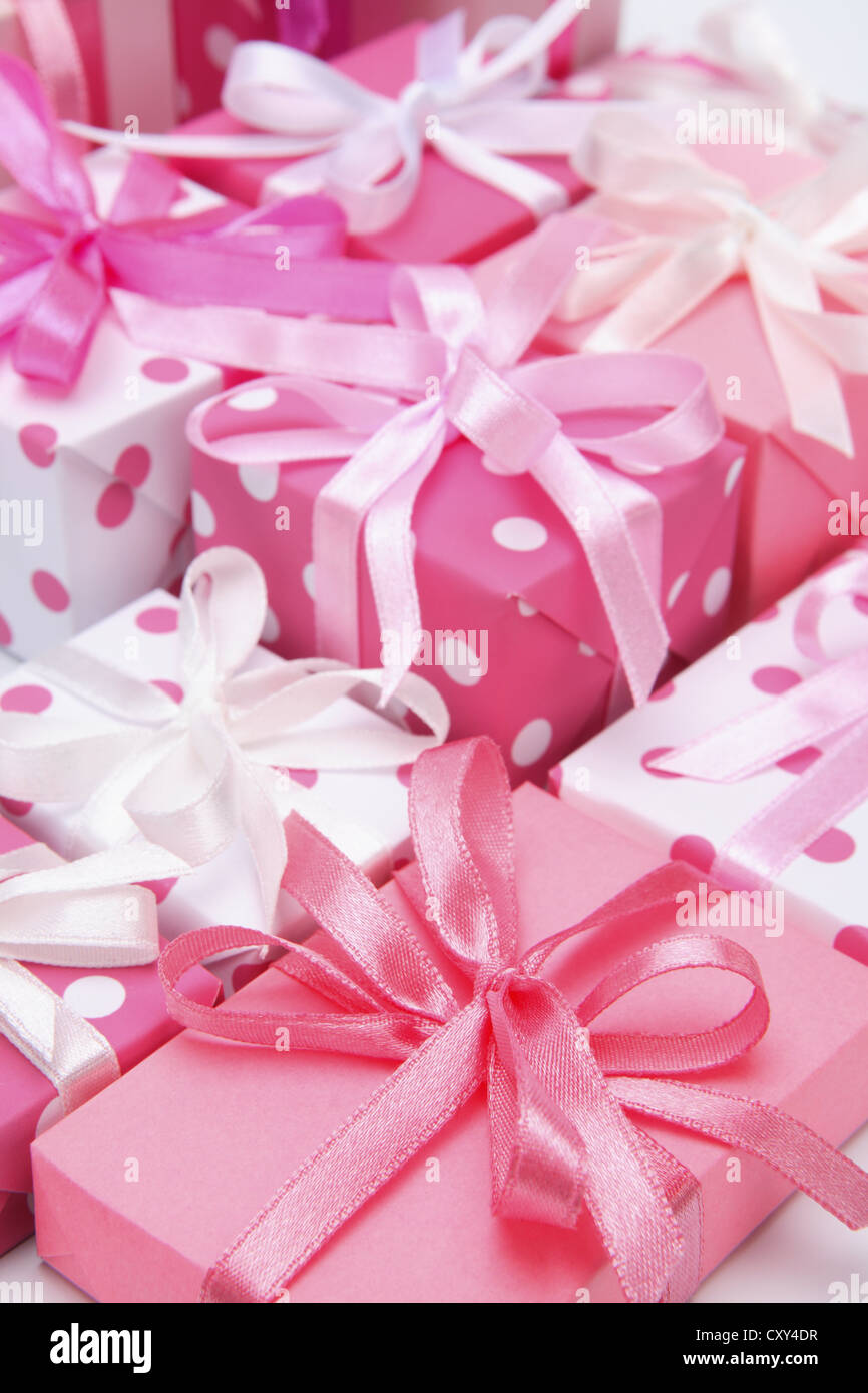 Pink gifts or presents Stock Photo - Alamy