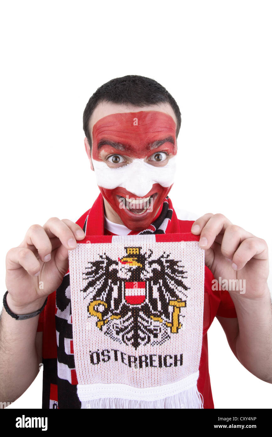 Austrian football fan wearing a football scarf Stock Photo - Alamy