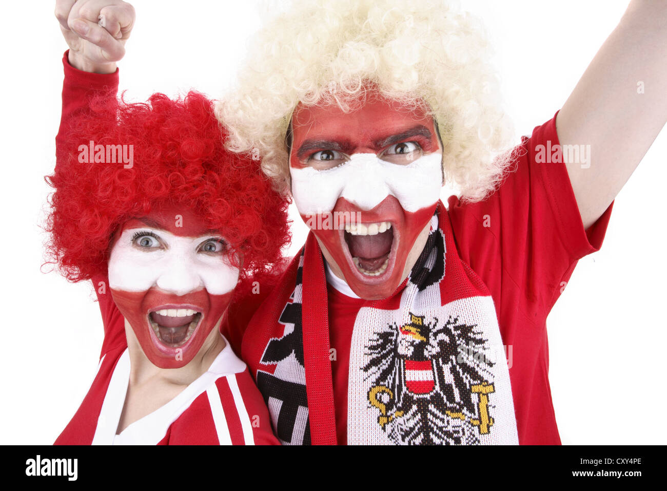 Young couple, Austrian football fans Stock Photo - Alamy