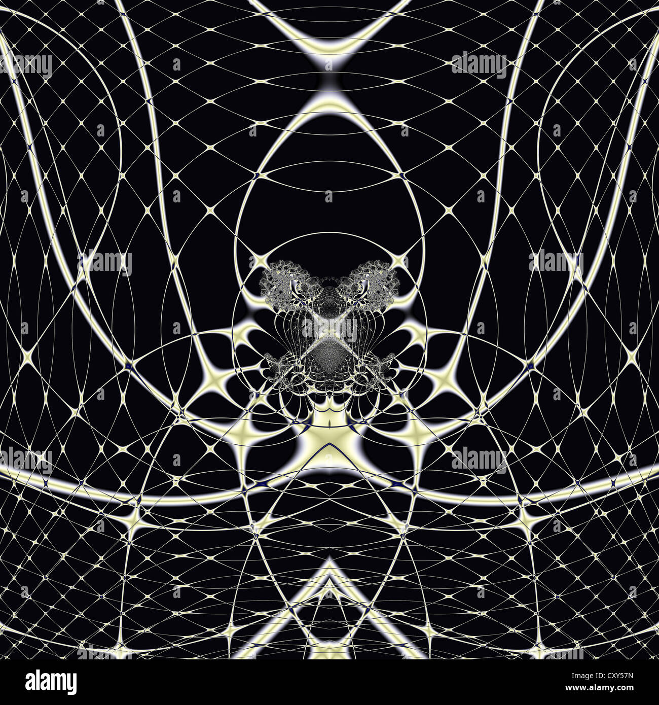 Elegant fractal design, abstract art, golden spiderweb on black ...