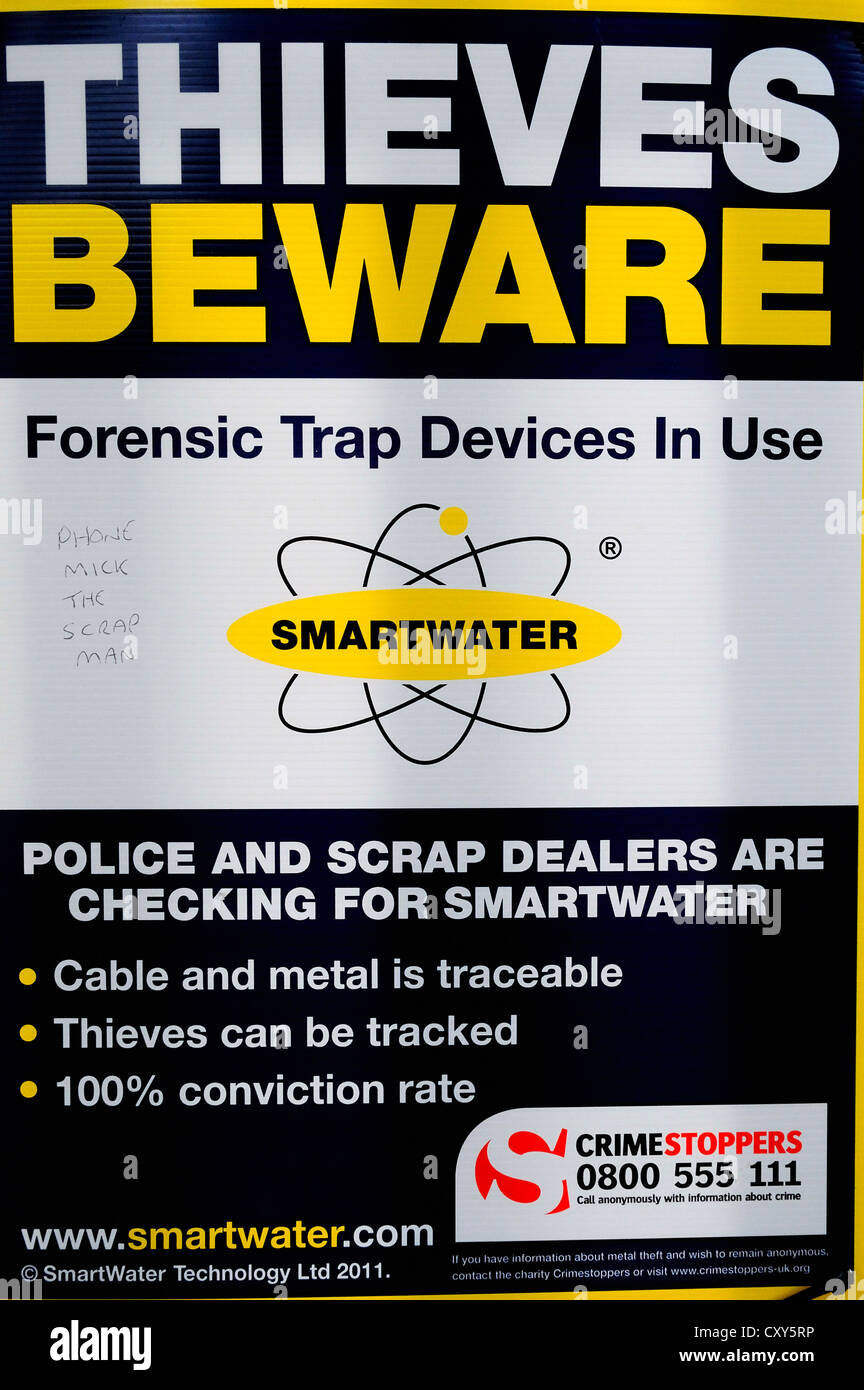 Thieves beware warning sign smartwater hi-res stock photography and ...