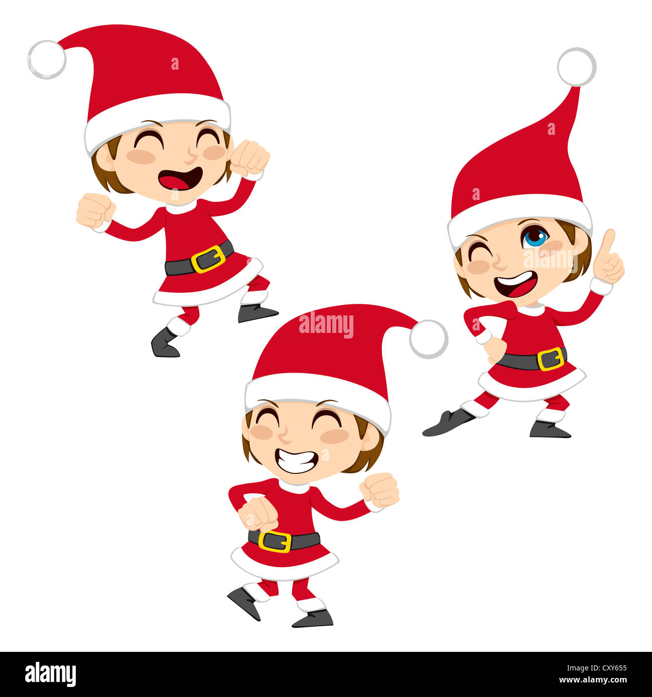 Cute little boy happy dancing Santa Claus Christmas dance Stock Photo ...