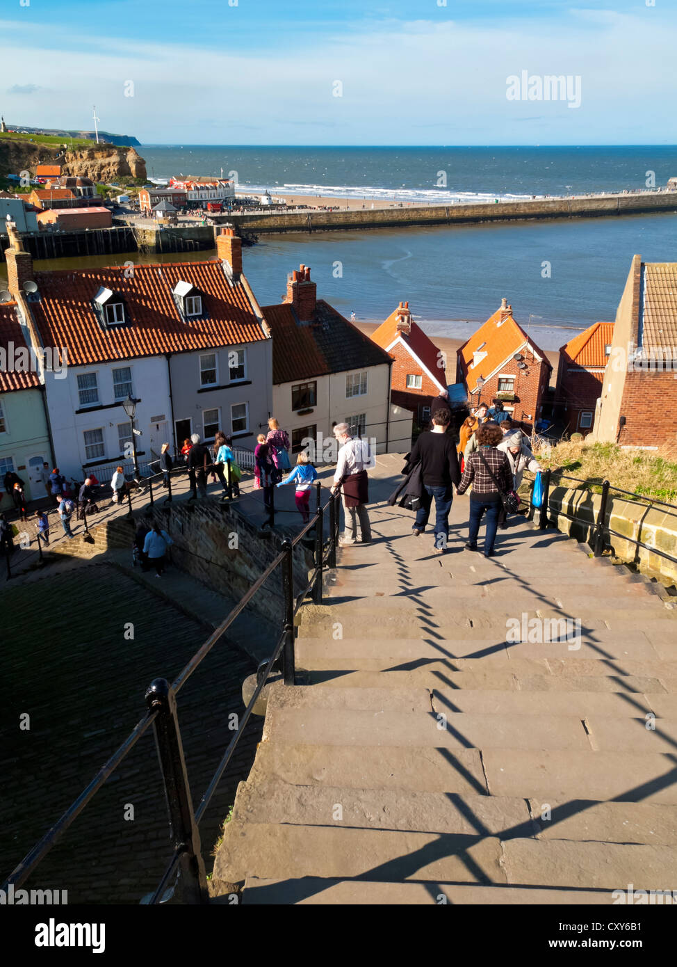 Church Steps in Whitby North Yorkshire England UK a flight of 199 steps ...