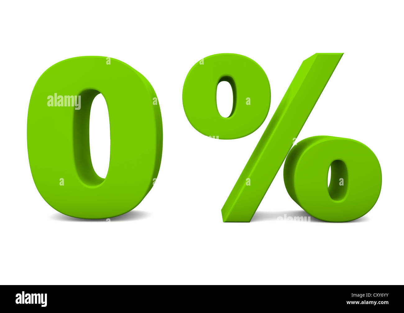 3D render of a green Zero percent isolated on a white background ...