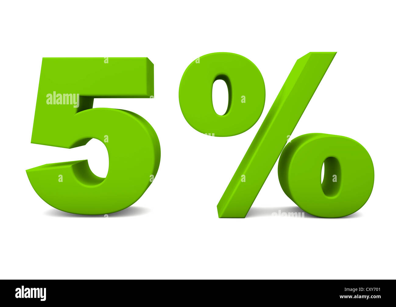 3D render of a green 5% isolated on a white background - Cutout Stock ...