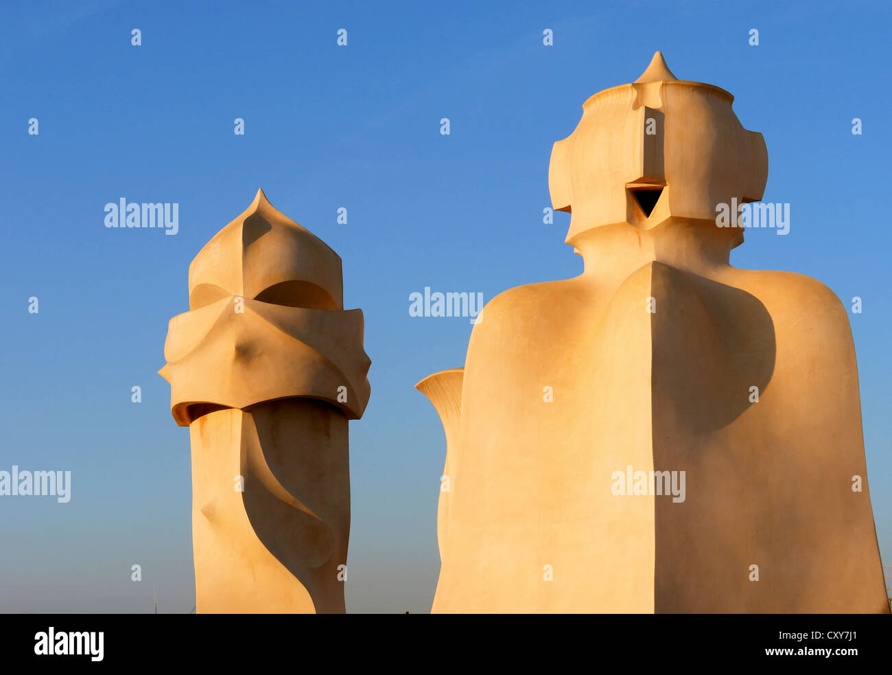 Famous chimneys at Casa Mila (also called La Pedrera) by Antoni Gaudi ...