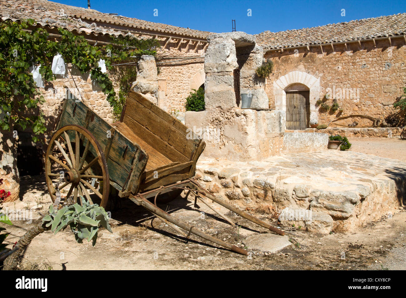 old typical courtyard of countryside house Mallorca Balearic Spain ...