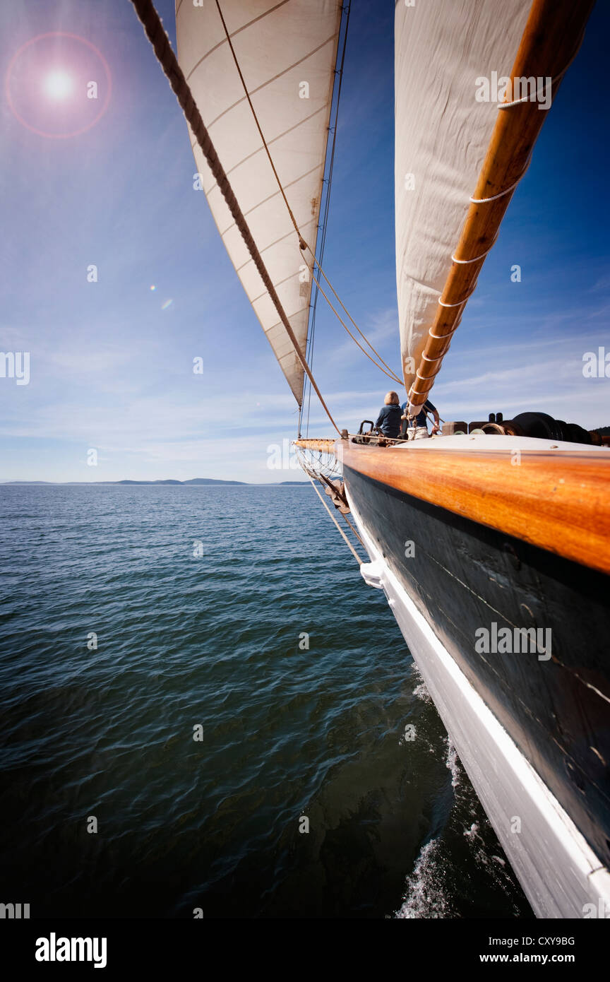 Aboard the historic tall ship "Zodiac" sailing through the San Juan ...
