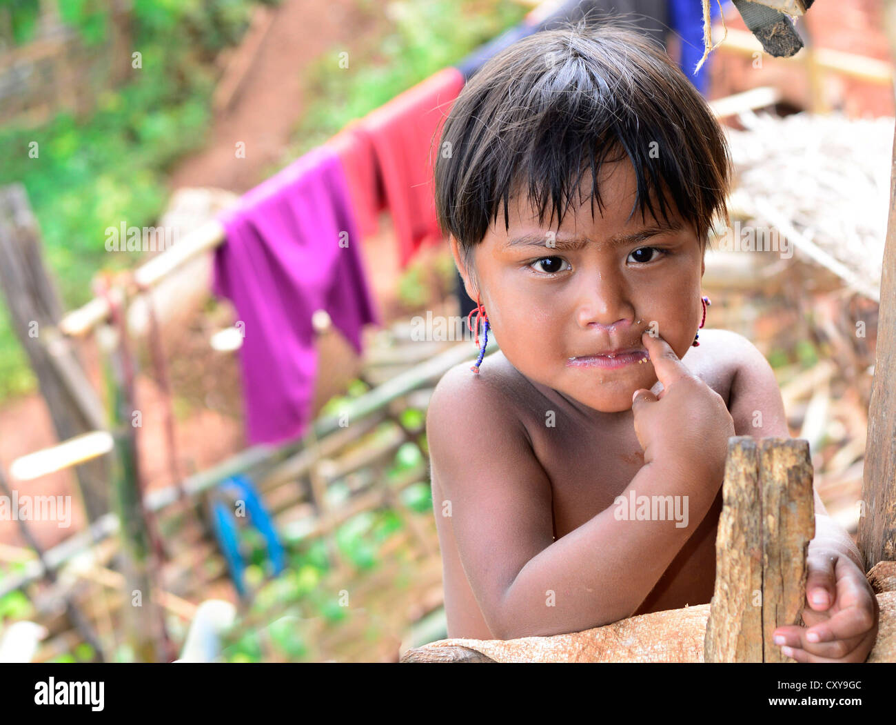 A young Ann , sometimes called Eng, girl in her village in the Shan ...