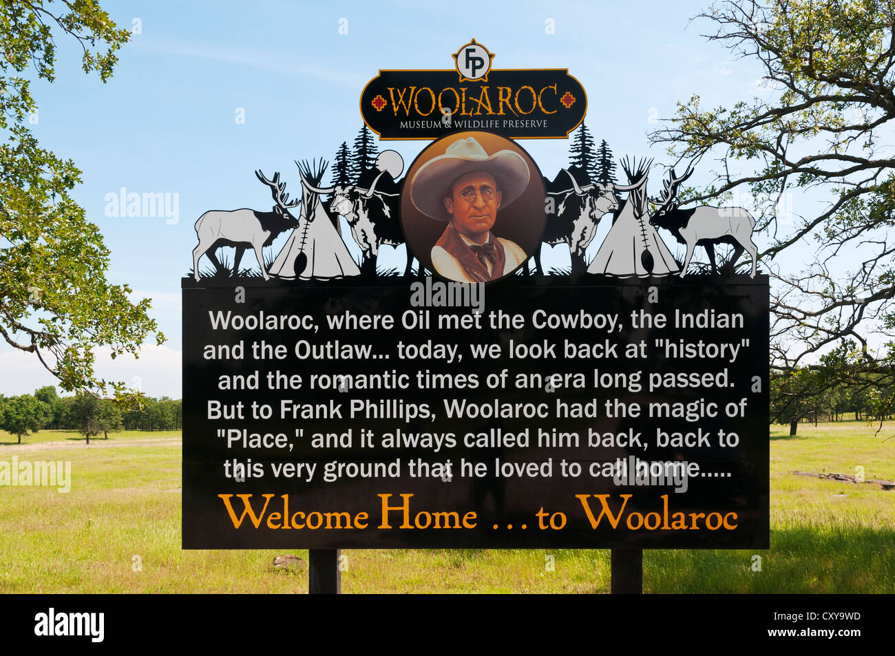 Oklahoma, Bartlesville, Woolaroc Museum & Wildlife Preserve, welcome ...