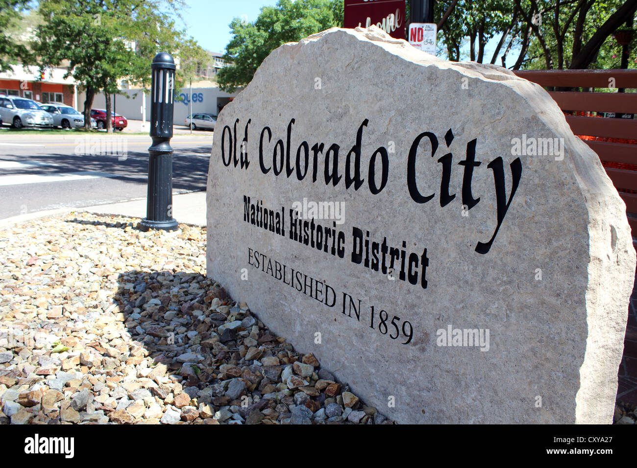 Old Colorado City, National Historic City sign, Colorado, USA Stock ...