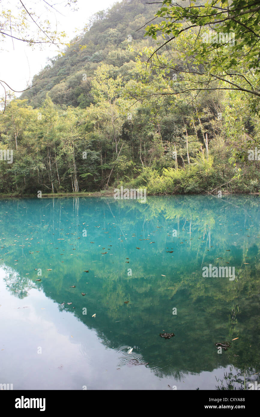 xiaoqikong, Libo, Guizhou, china. The calcium carbonate naturally makes ...