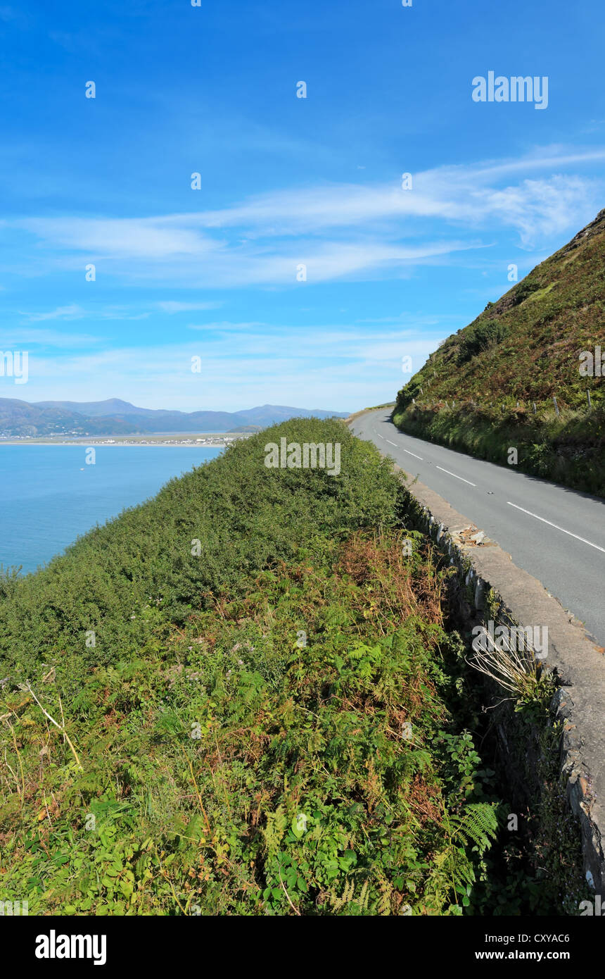Winding Welsh road heading towards Barmouth in Gwynedd Wales Stock ...