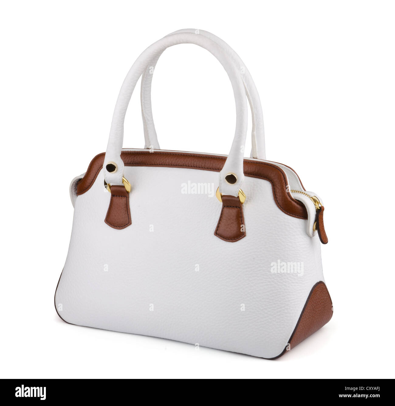 White leather handbag isolated on white Stock Photo - Alamy