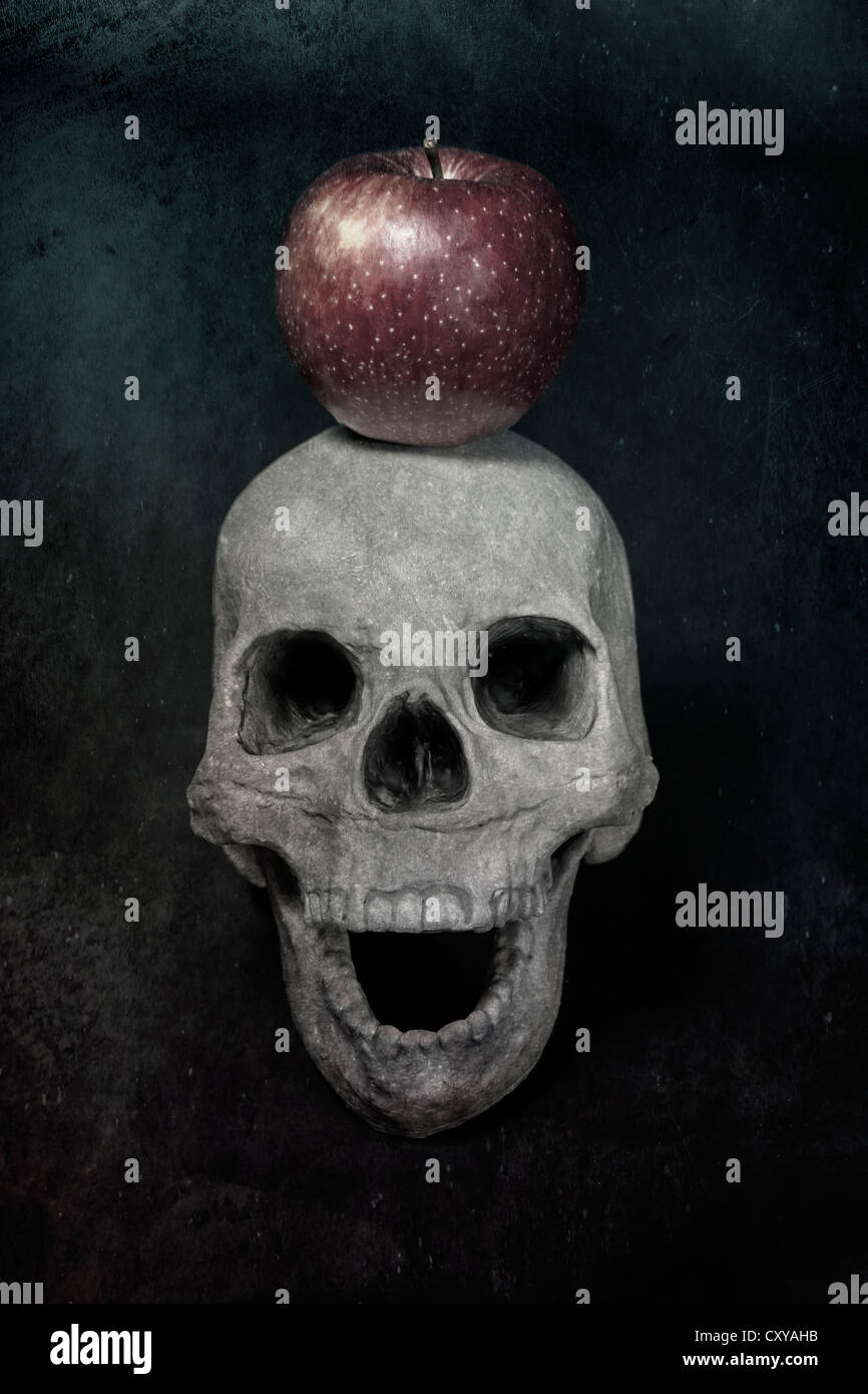 a skull and an apple Stock Photo - Alamy