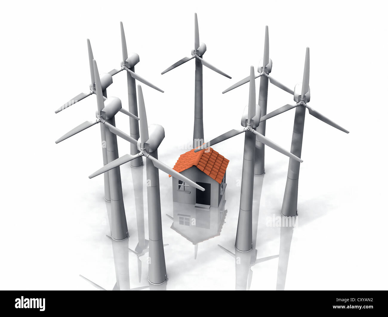 round of wind and a house in the center Stock Photo - Alamy