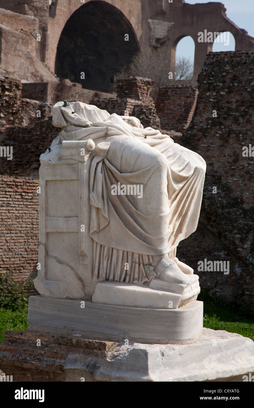 ROME, MARCH - 23: Ancient statue from Atrium Vestae in Forum Romanum ...