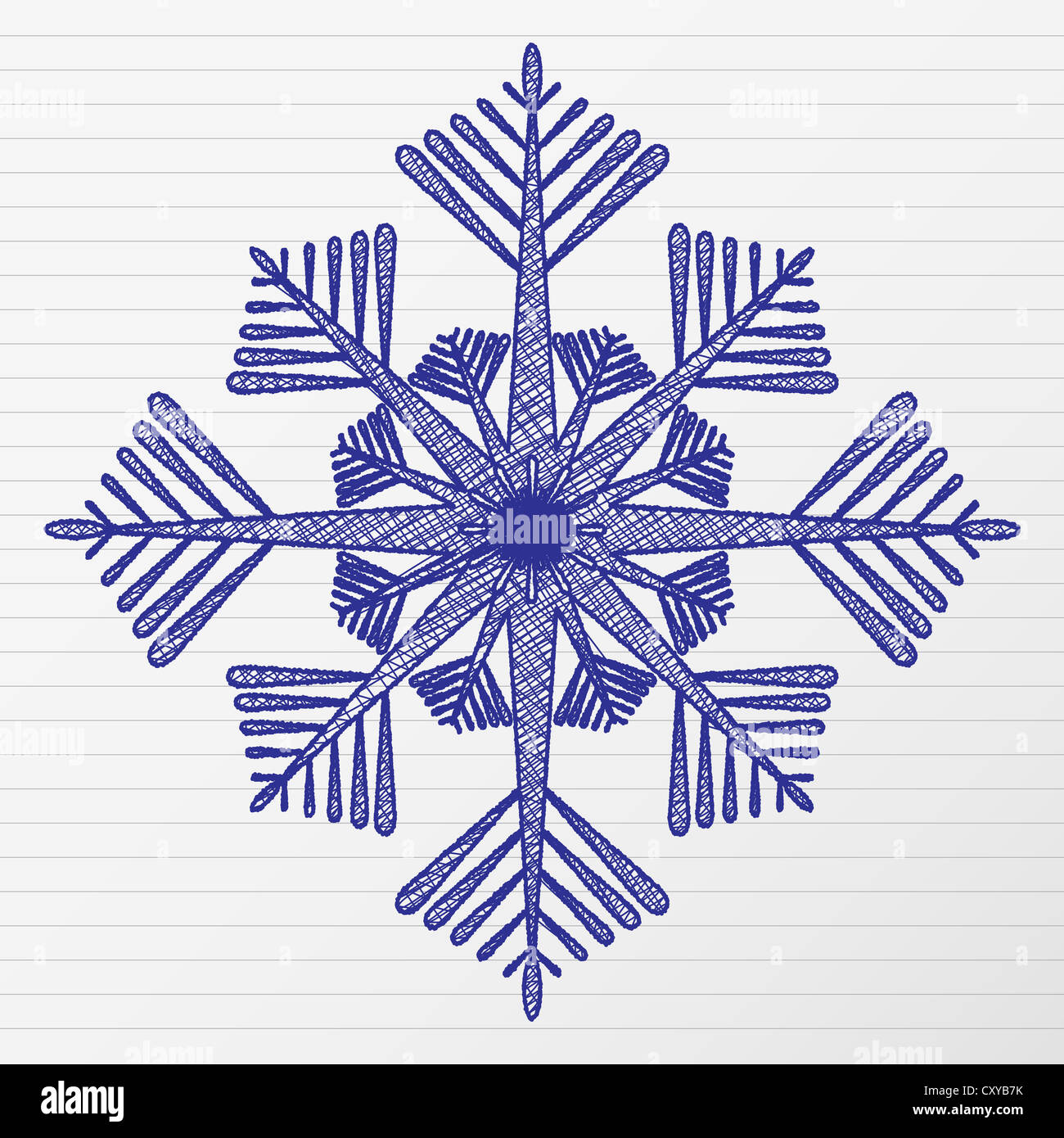 Scratch winter snowflake on a notebook sheet. Vector illustration Stock ...
