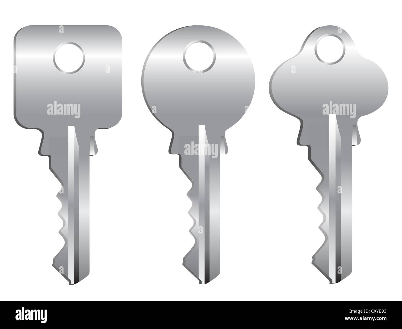 Three silver keys icon on a white background. Vector illustration Stock ...