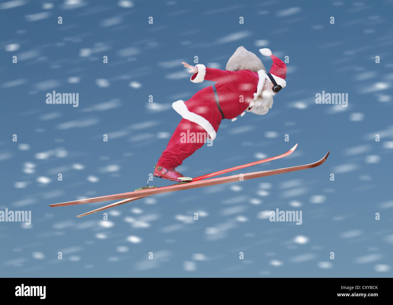 Santa Claus ski jumping, composing Stock Photo - Alamy