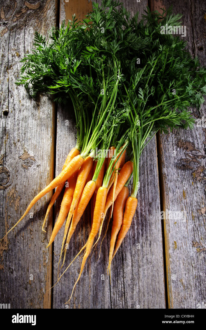 Fresh carrots on rustic wood Stock Photo - Alamy