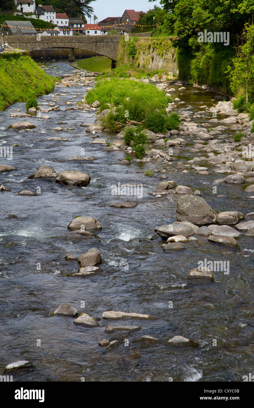 Lynmouth Devon. River running through the popular tourist town Stock ...