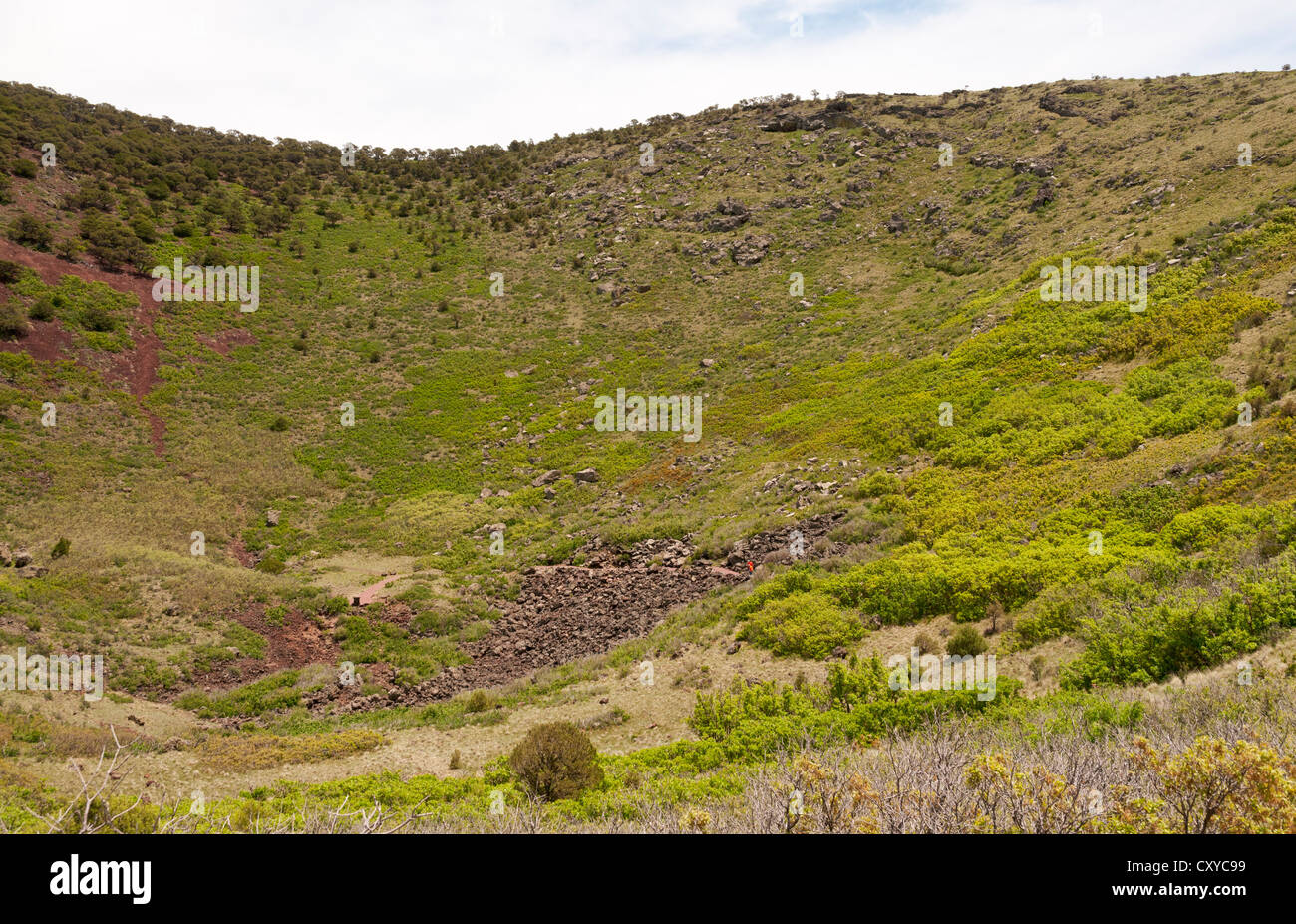 New Mexico, Capulin Volcano National Monument, visitors on Crater Vent ...