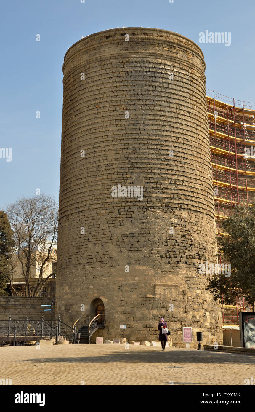 Maiden's Tower from the 5th century in the historic town centre of Baku ...