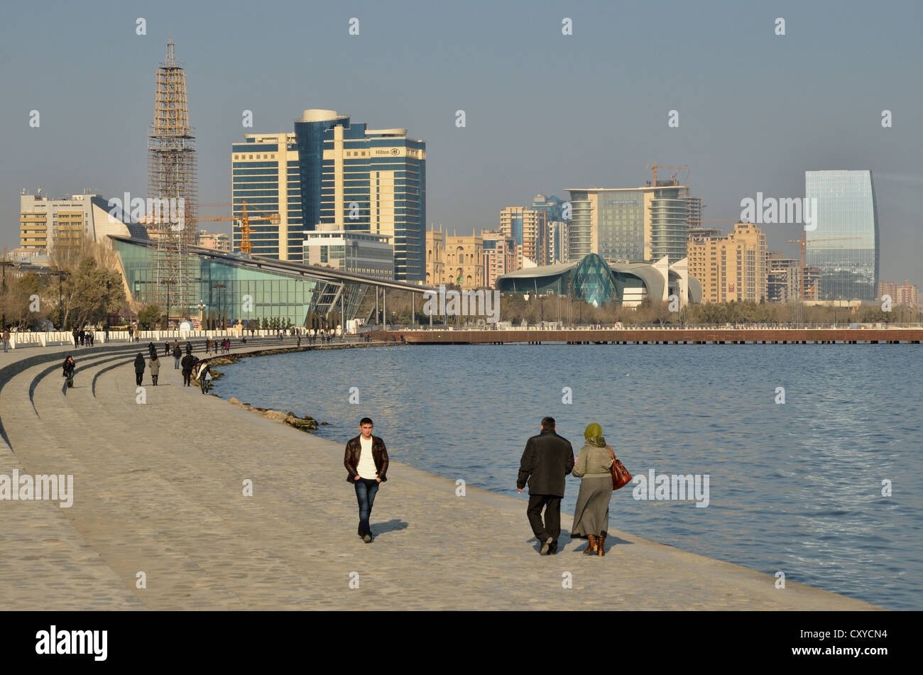 Waterfront promenade, Bulevar, Baku, Azerbaijan, Caucasus, Middle East ...