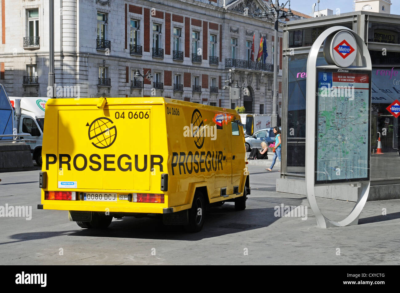 Prosegur armoured car, Plaza Puerta del Sol, Madrid, Spain, Europe ...
